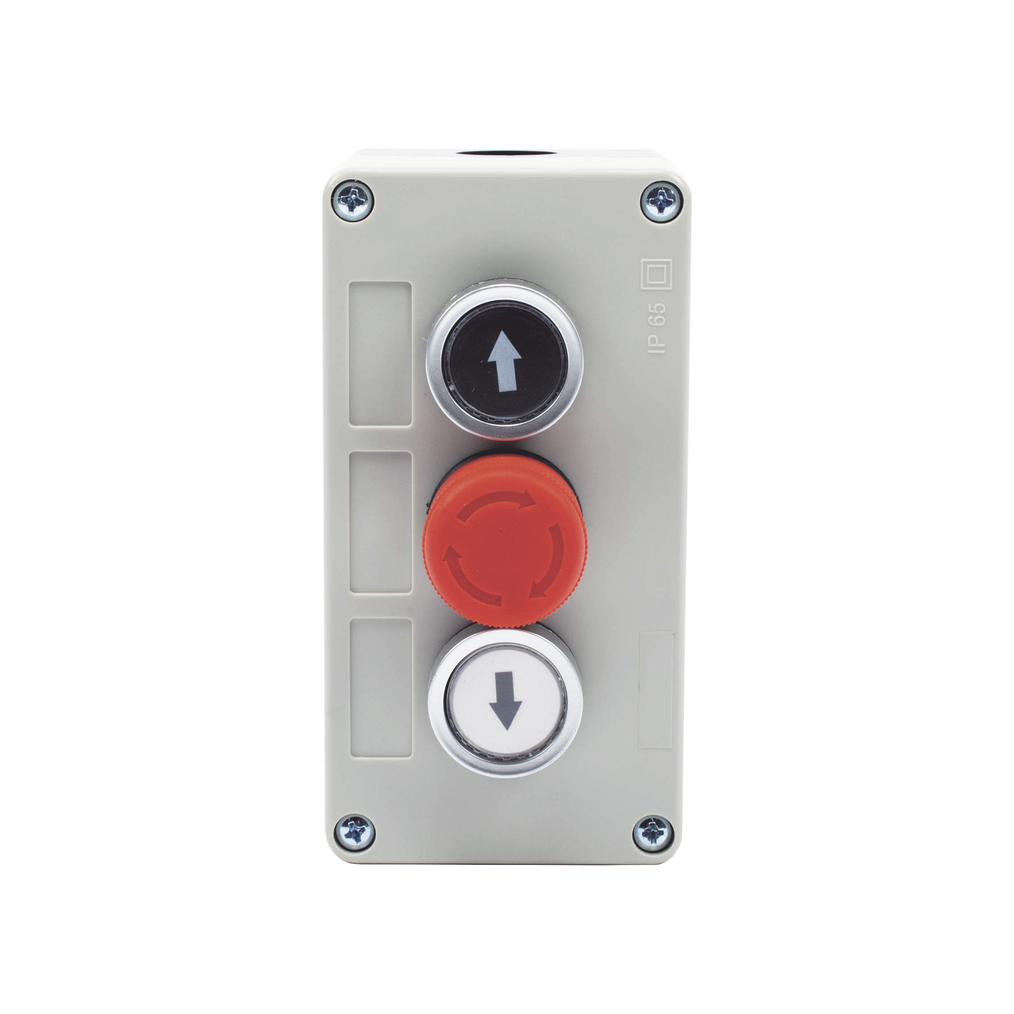 Botonera Triple con Boton de Stop Tipo Enclavado / Para Barreras Vehic ...